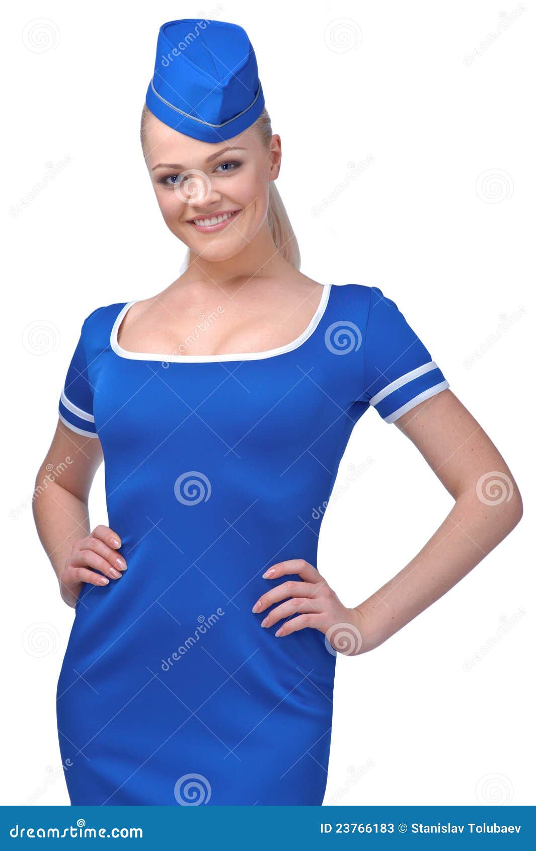 Young Beautiful Air Hostess Stock Image - Image of white, friendly ...