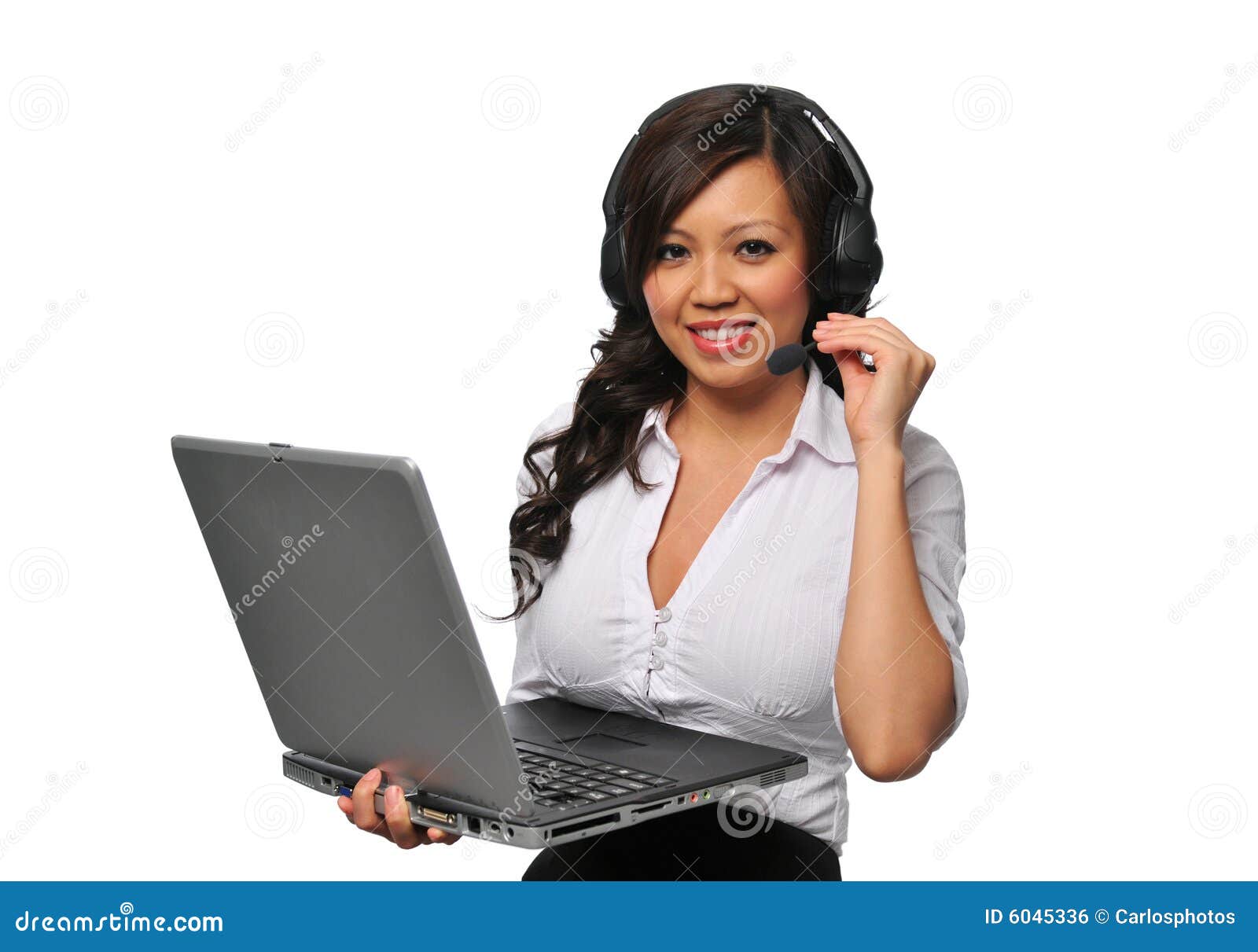 Young Beautiful Asian Customer Service Representat Stock Photo - Image ...