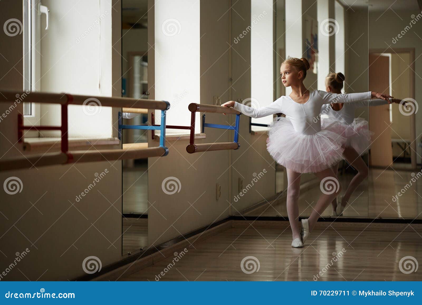 Young Beautiful Ballerina Training Near Window Stock Image - Image of ...