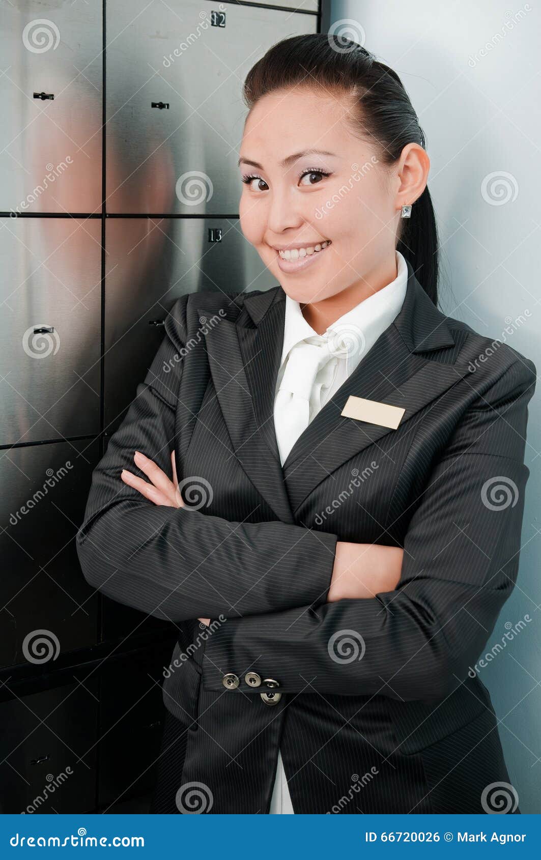 Young Beautiful Bank Worker Stock Photo - Image of closed, confidence ...
