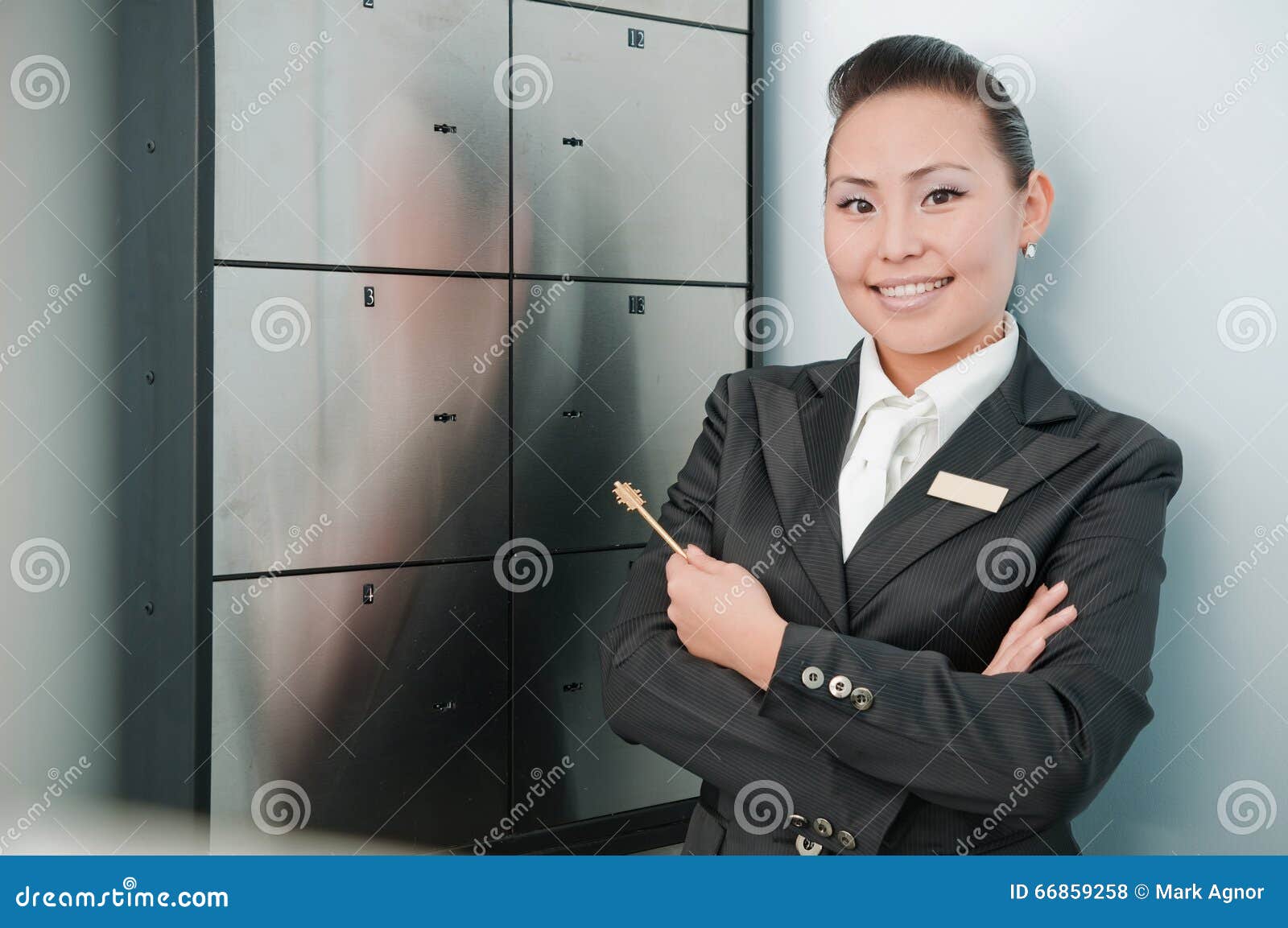 Young Beautiful Bank Worker Stock Photo - Image of depositor, boxes ...