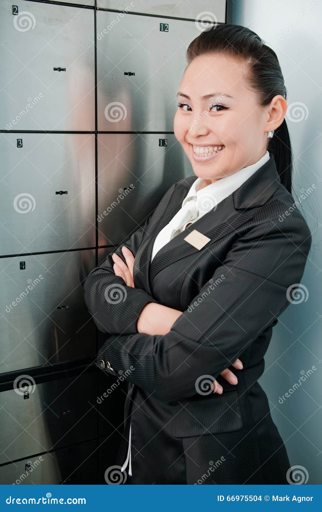 Young Beautiful Bank Worker Stock Photo - Image of financial, lock ...