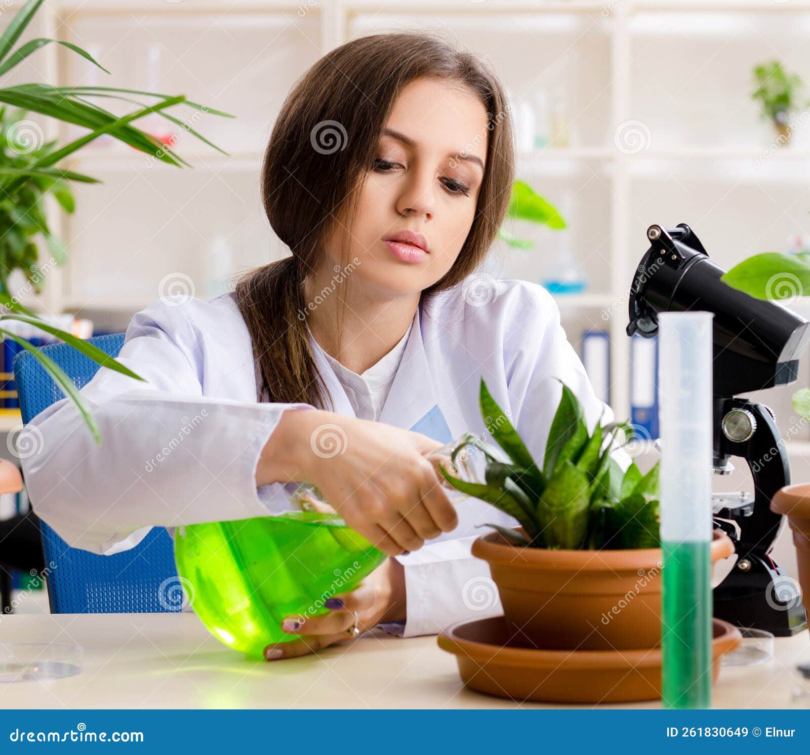 Young Beautiful Biotechnology Chemist Working in the Lab Stock Image ...