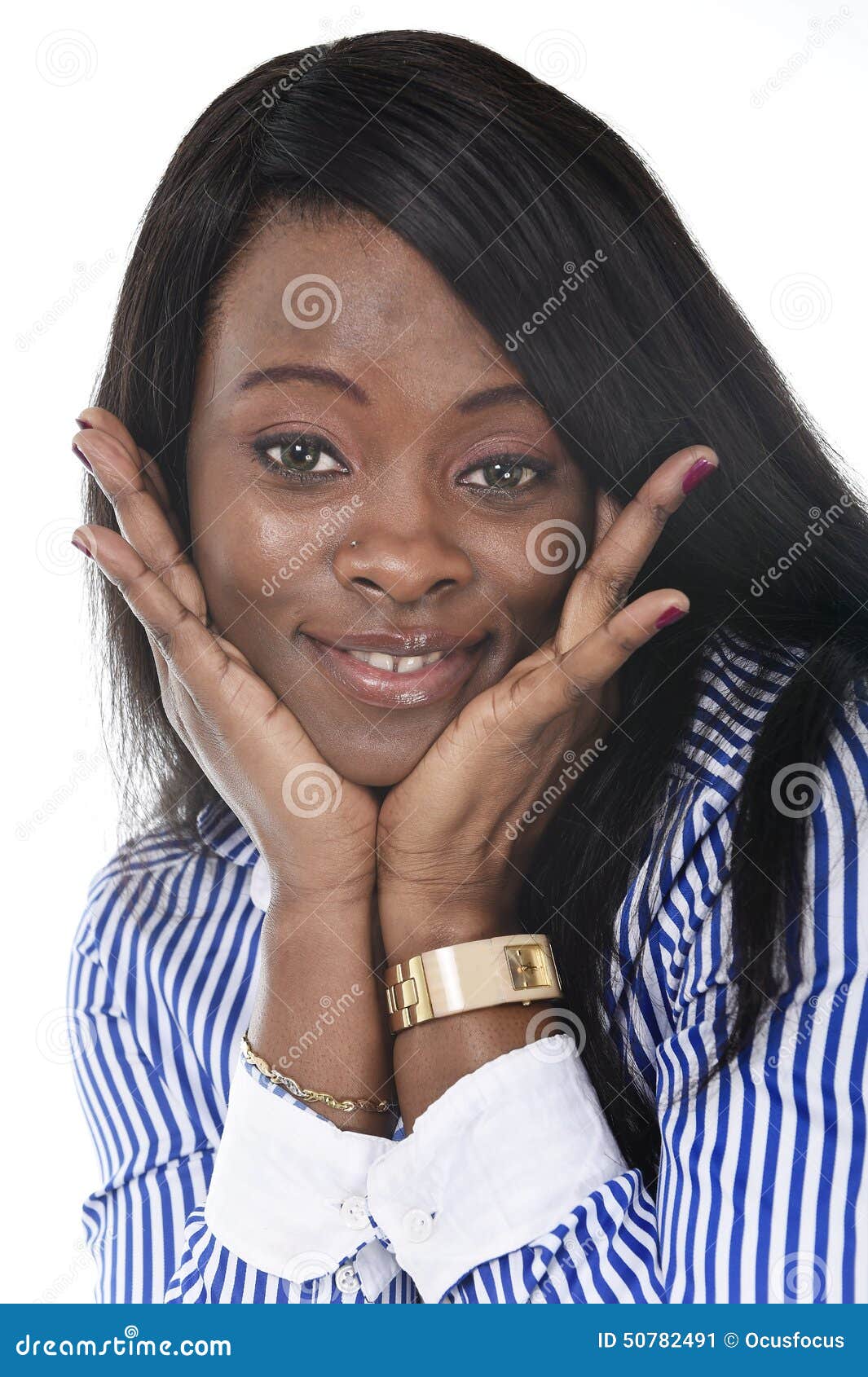 Young Beautiful Black African American Ethnicity Woman Posing Happy