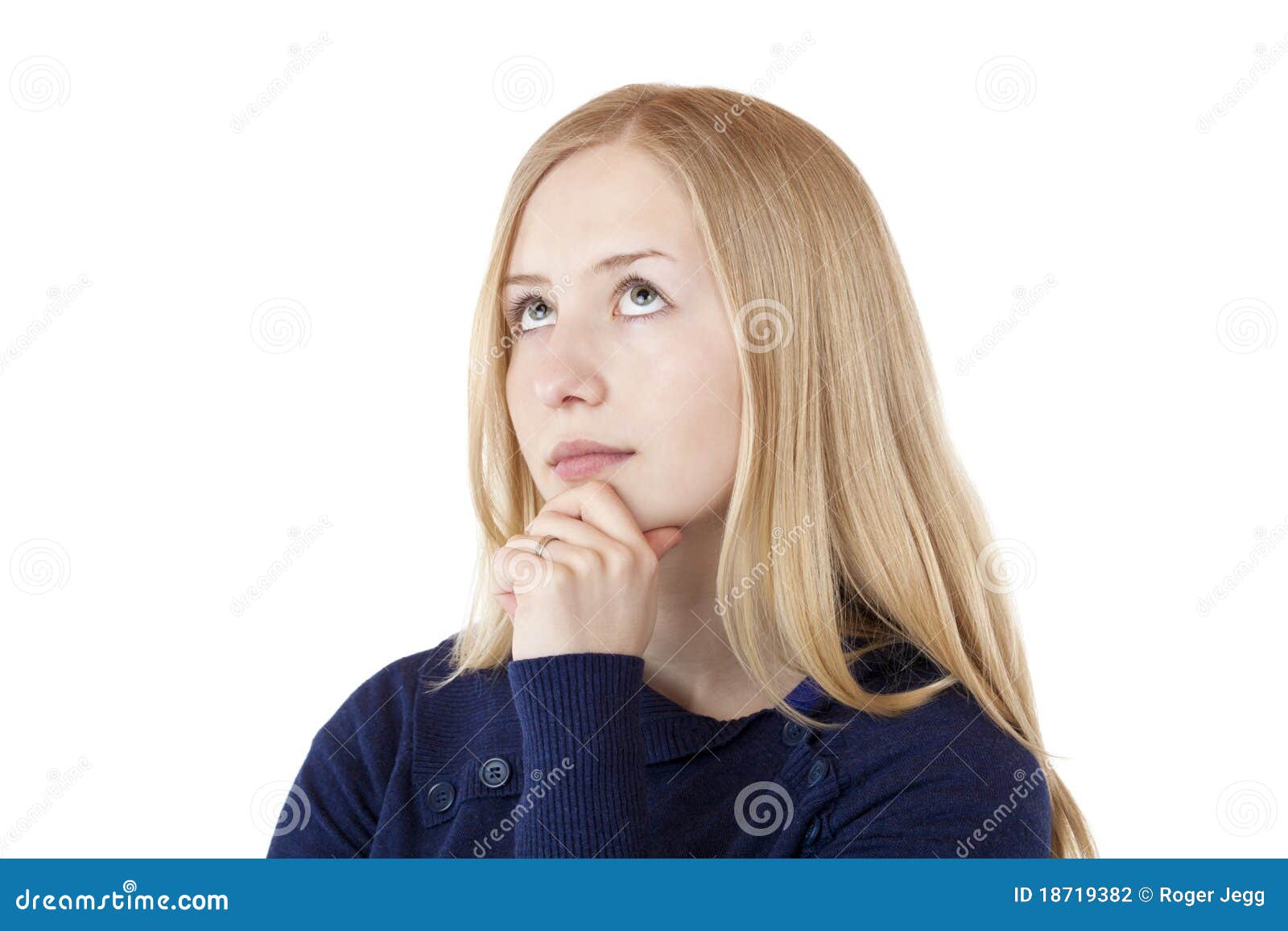 Young Beautiful Blond Woman Thinks about Problem Stock Photo - Image of ...