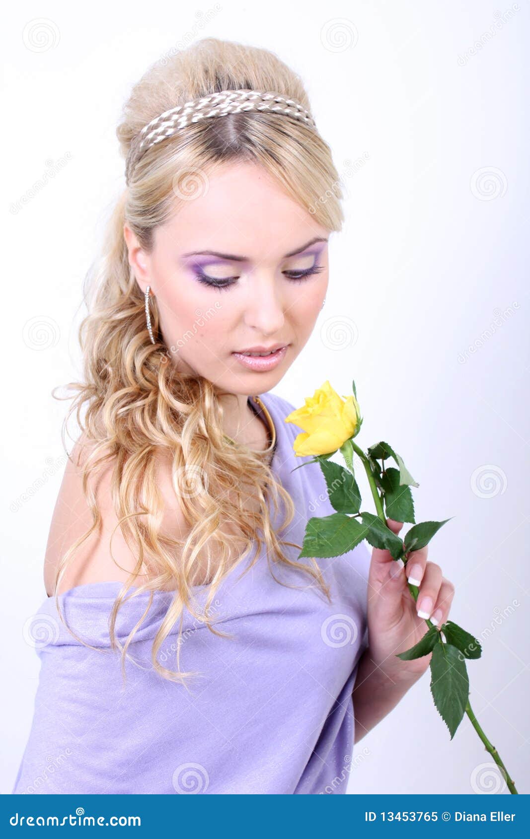 Young Beautiful Blonde with Flower Stock Image - Image of greece ...