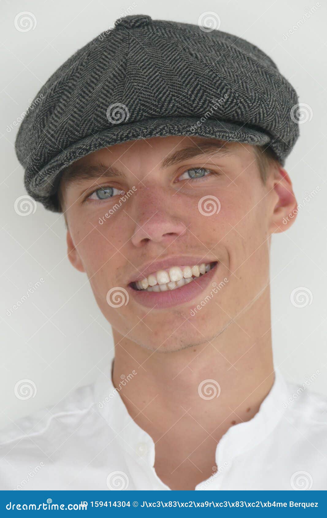Boy with cap stock photo. Image of young, wearing, blue - 159414304