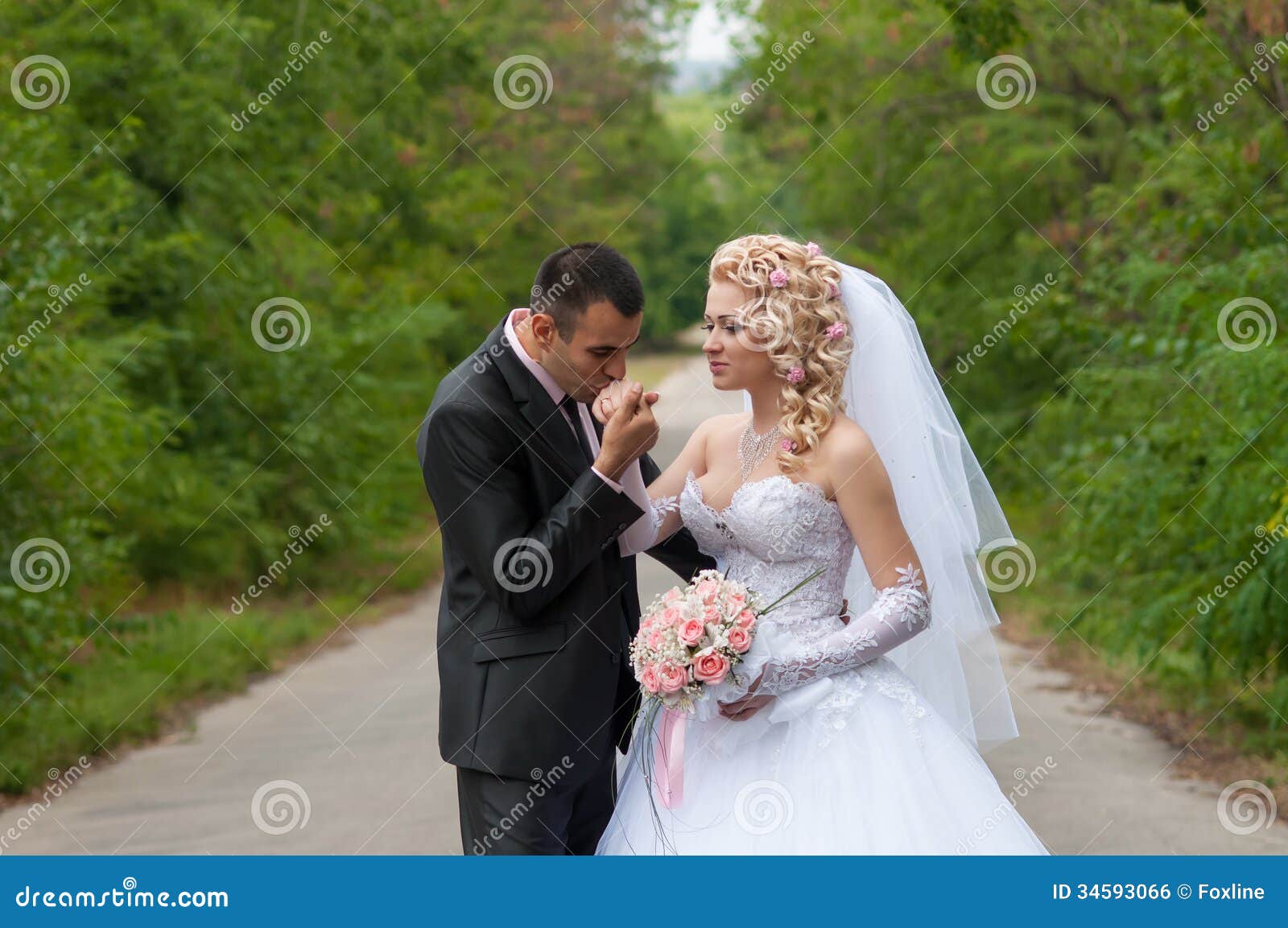 Young and Beautiful Bride and Groom Stock Photo - Image of feelings ...