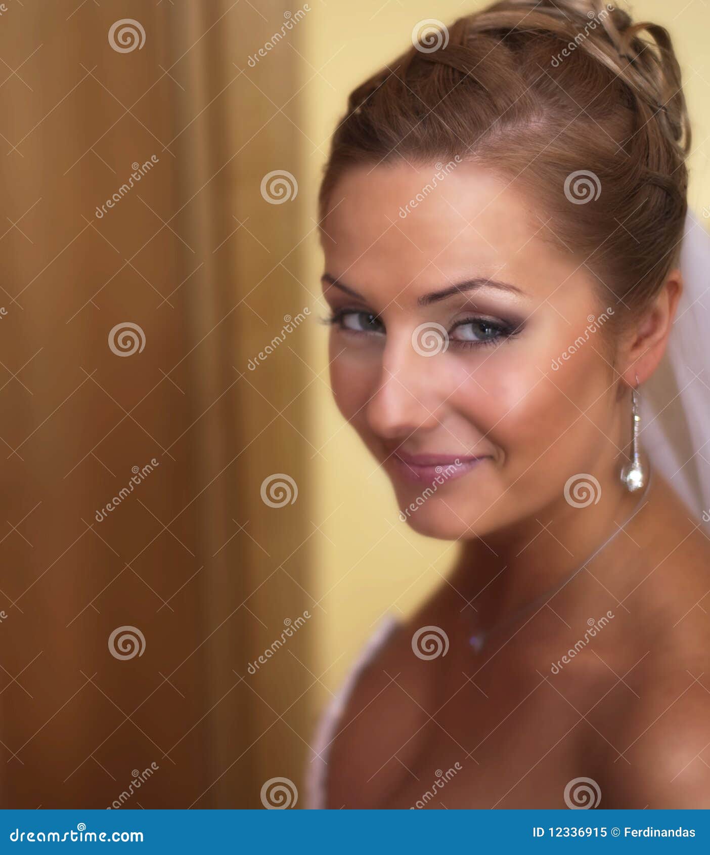 Young Beautiful Bride Looking with Smile at Camera Stock Image - Image ...