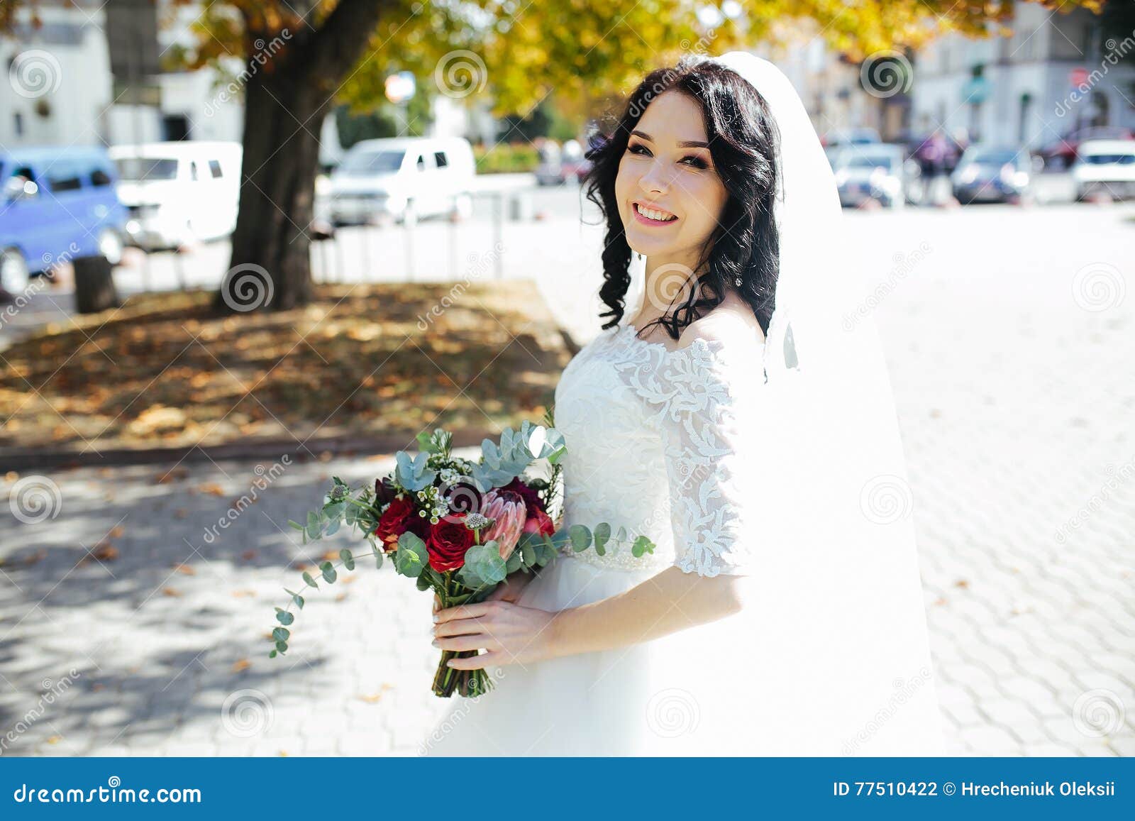 Young beautiful bride stock photo. Image of feeling, outdoor - 77510422