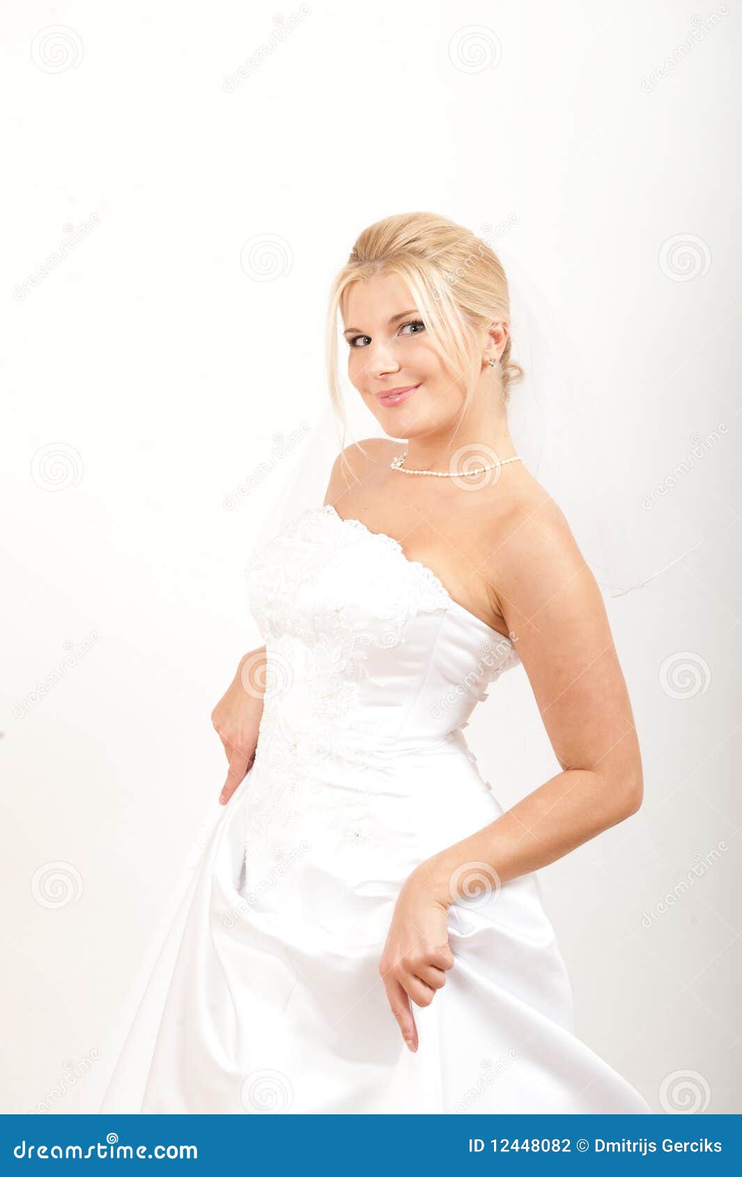 Young Beautiful Bride in White Wedding Dress Stock Photo - Image of ...