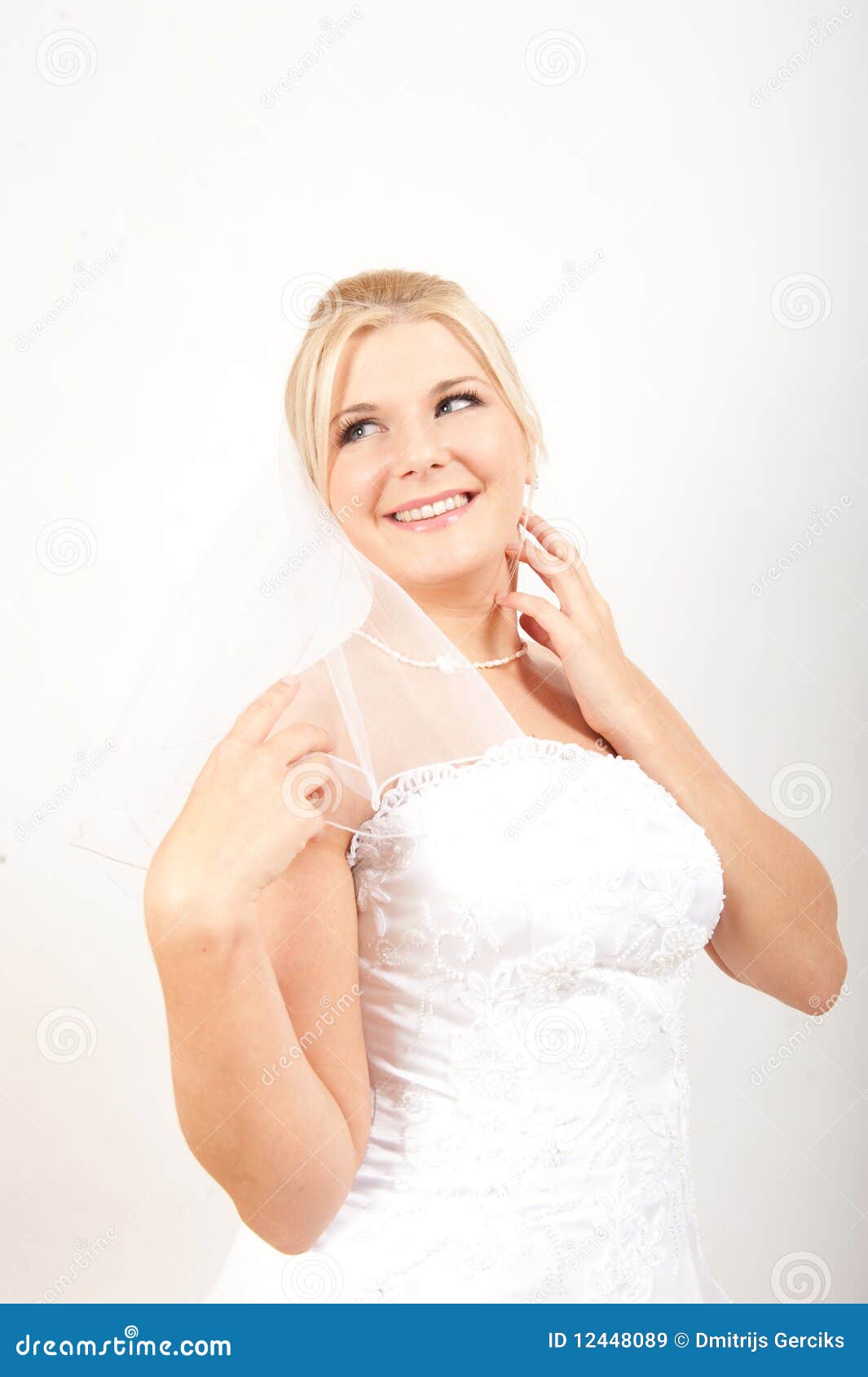 Young Beautiful Bride in White Wedding Dress Stock Image - Image of ...