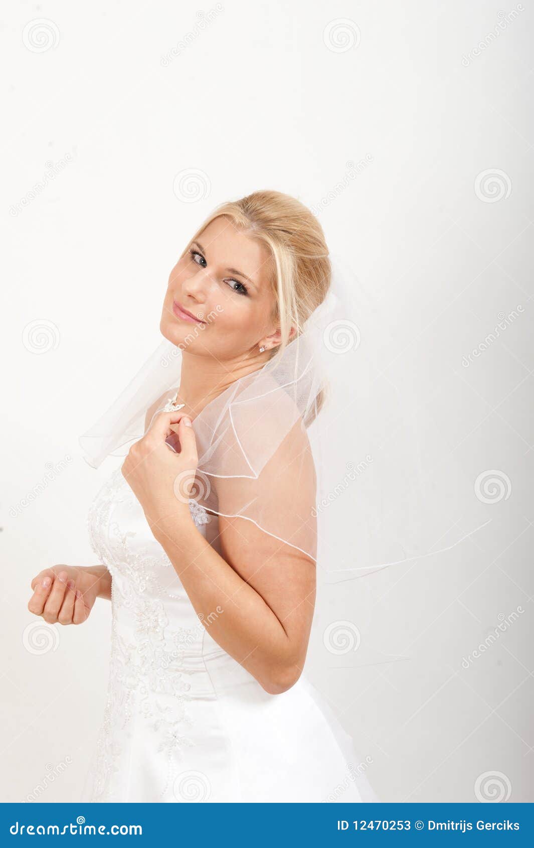 Young Beautiful Bride in White Wedding Dress Stock Image - Image of ...