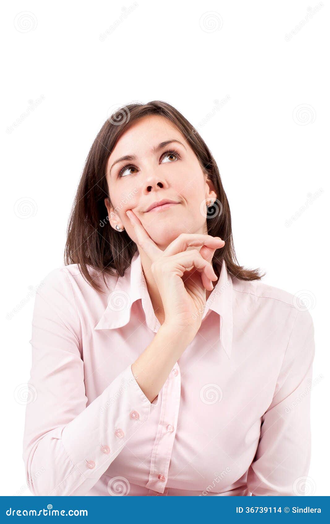 Young Beautiful Business Woman Thinking. Stock Photo - Image of ...