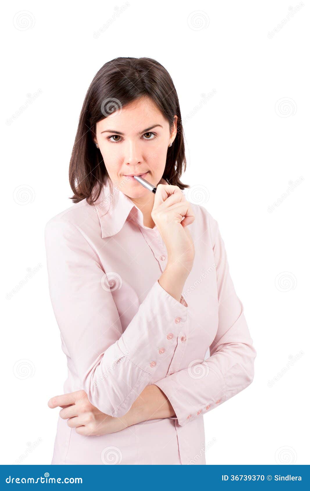 Young Beautiful Business Woman Thinking Stock Photo - Image of decision ...