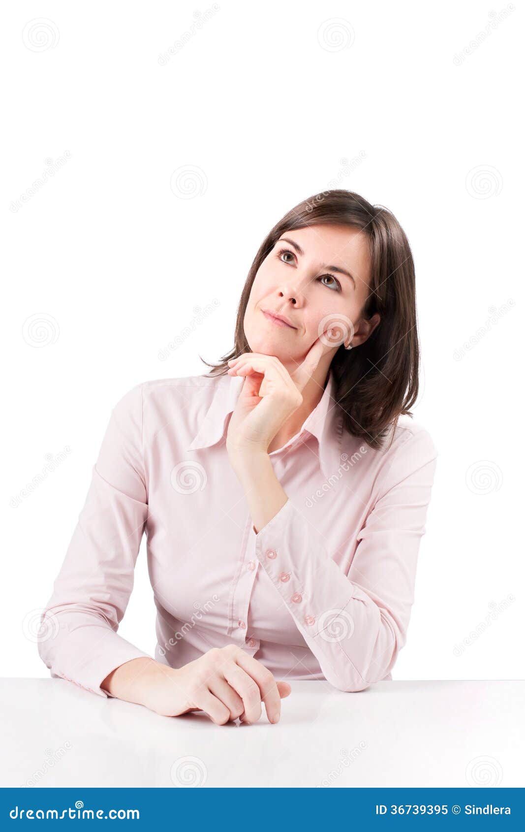 Young Beautiful Business Woman Thinking. Stock Image - Image of hand ...