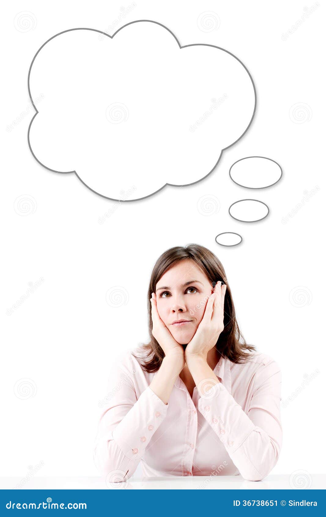 Young Beautiful Business Woman Thinking with Bubble. Stock Image ...