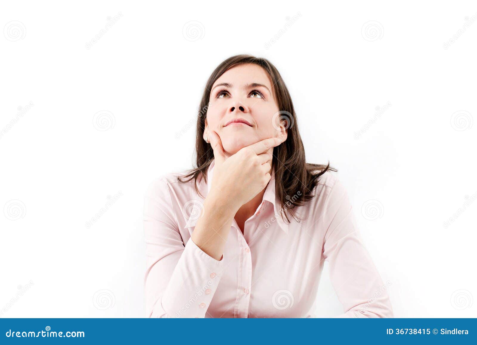 Young Beautiful Business Woman Thinking. Stock Image - Image of ...