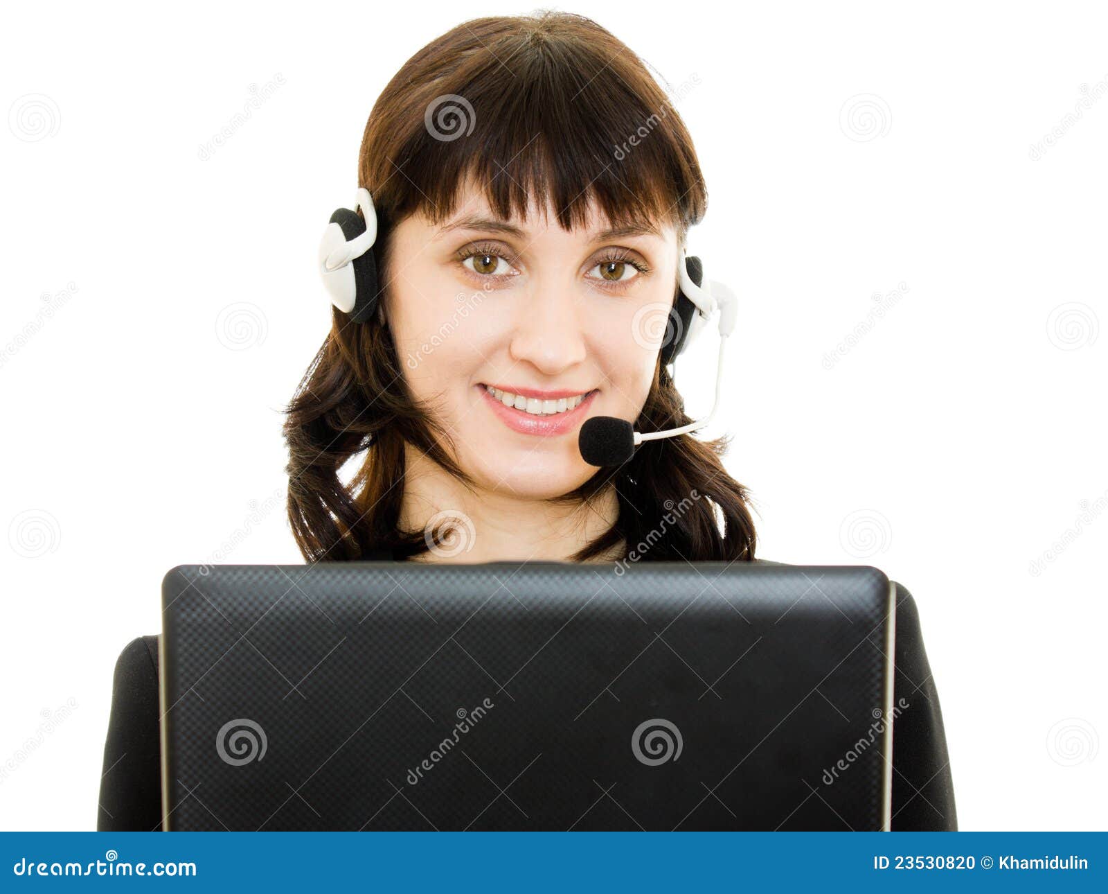 Young Beautiful Call Center Female Operator Stock Photo - Image of ...