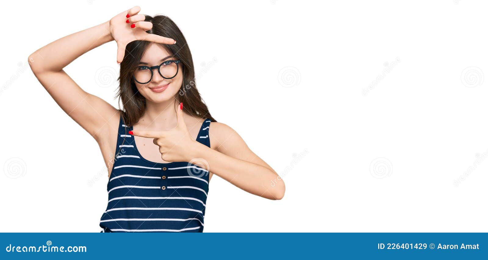 Young Beautiful Caucasian Girl Wearing Casual Clothes And Glasses