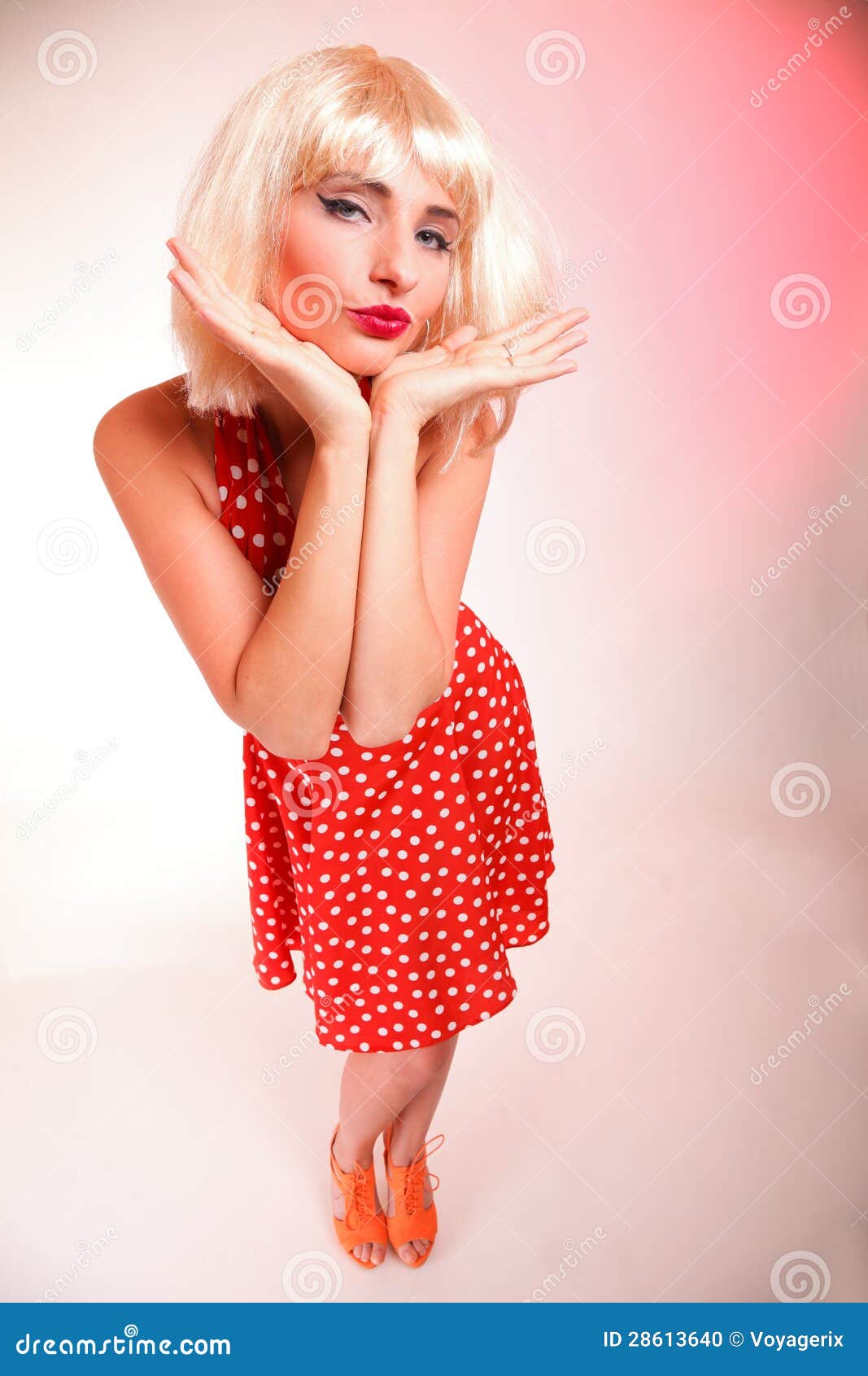 Young Beautiful Caucasian Woman Posing Retro Stock Photo - Image of ...