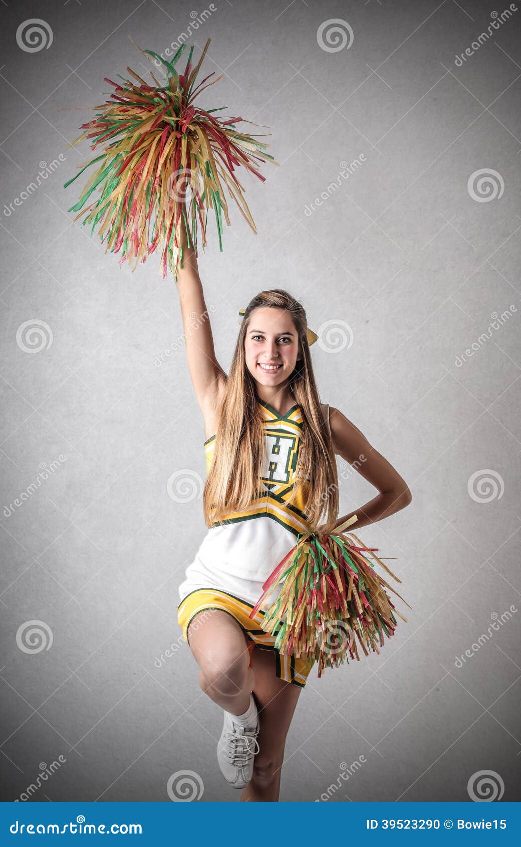 Young Beautiful Cheer-leader Stock Photo - Image of happy, support ...