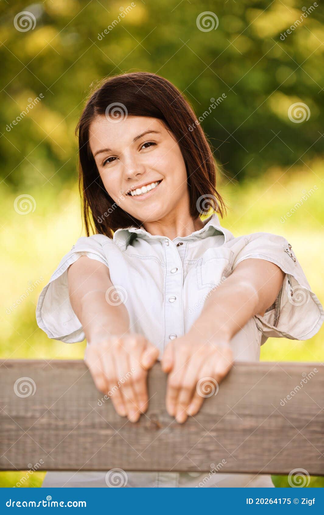 Young Beautiful Cheerful Woman Stock Image - Image of casual, outdoors ...