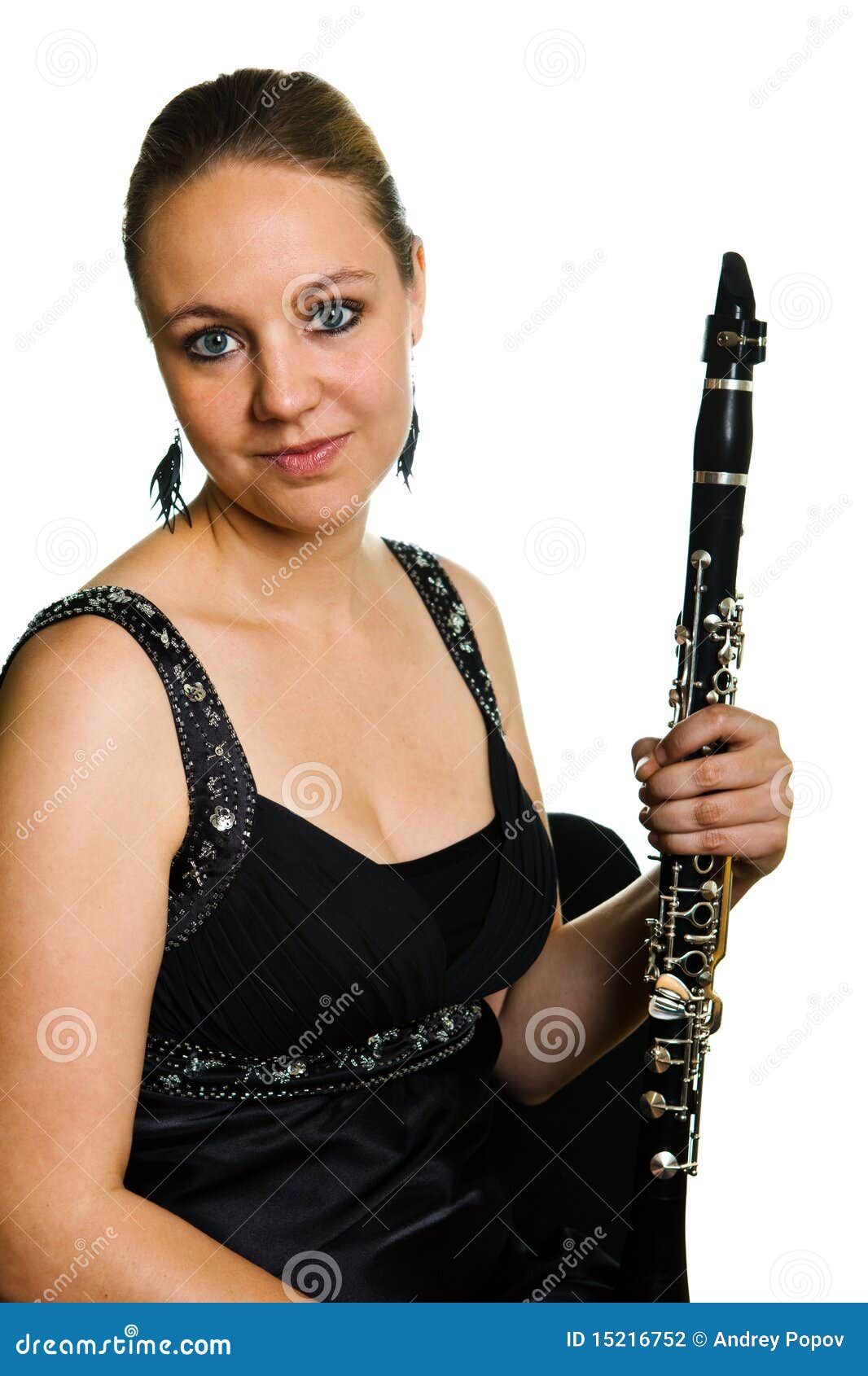 Young Beautiful Clarinetist Stock Photo - Image of expressing, musical ...