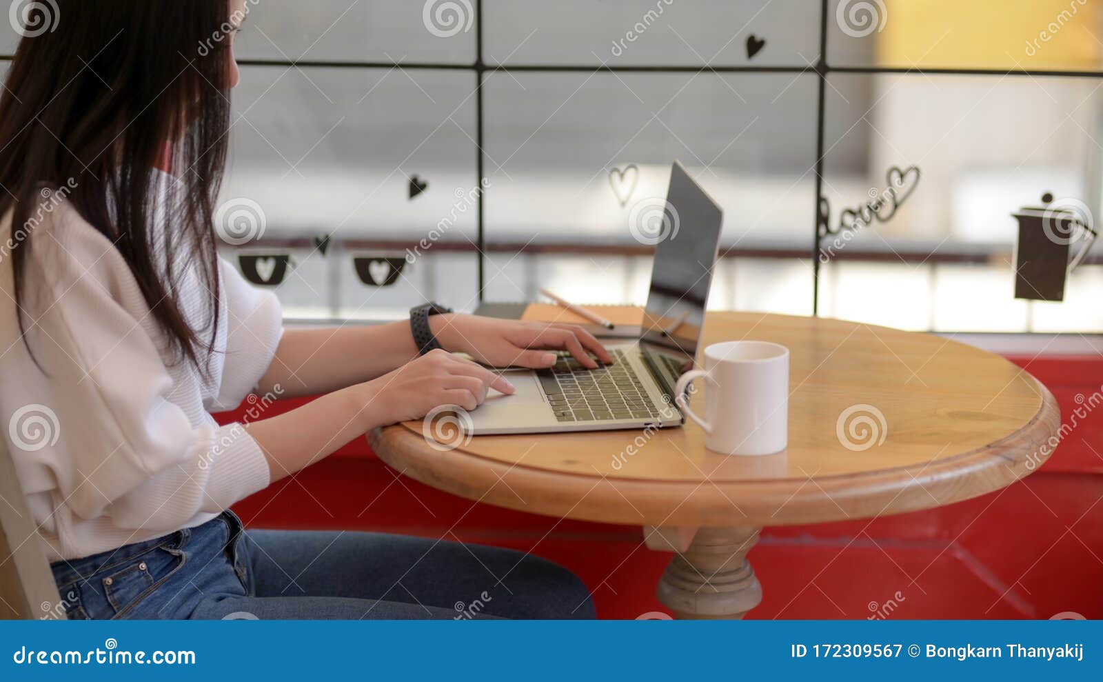 Young Beautiful College Girl Typing on Laptop Computer Stock Image ...