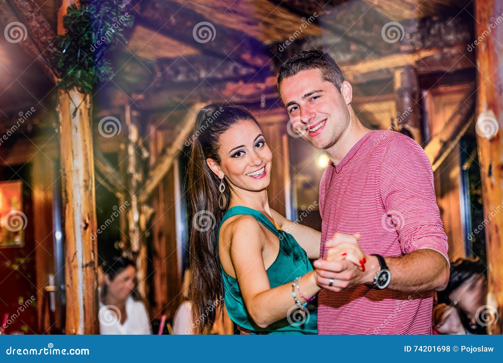 Young Beautiful Couple Dancing in Bar or Club Stock Photo - Image of ...