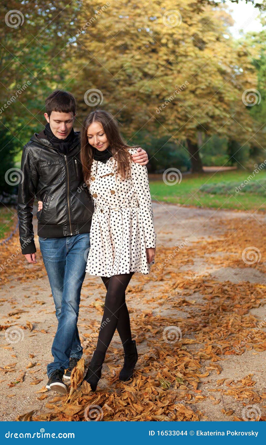 Young Beautiful Couple at Fall Stock Photo - Image of heterosexual ...
