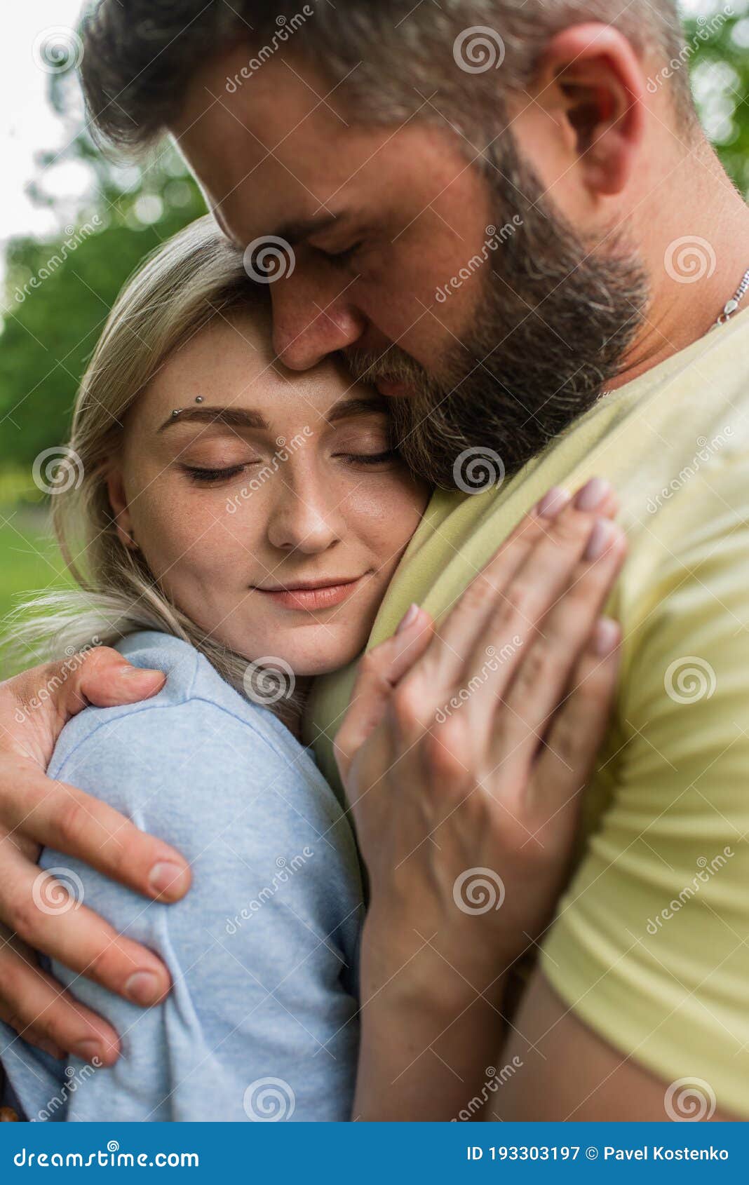 Young and Beautiful Couple Have a Rest on the Nature. Stock Image ...