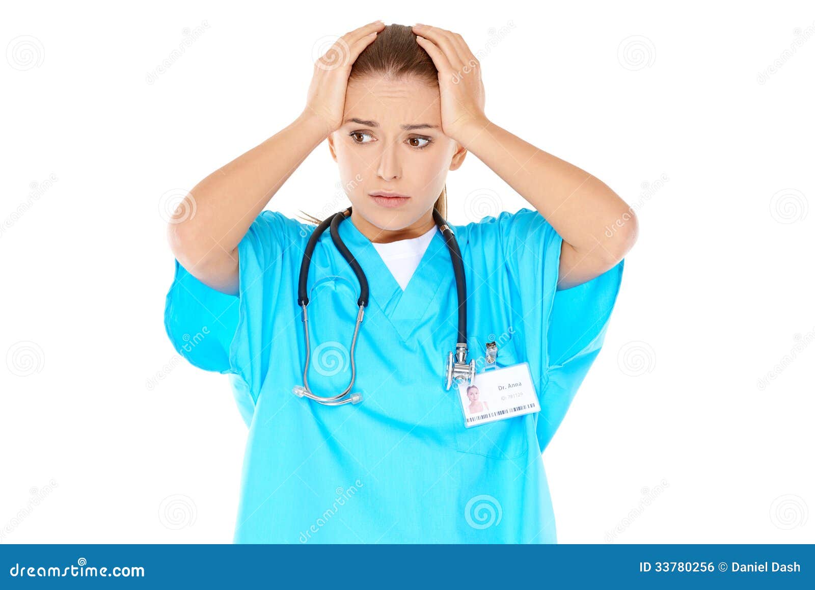 Young Beautiful Doctor is Worried Stock Photo - Image of expert, afraid ...