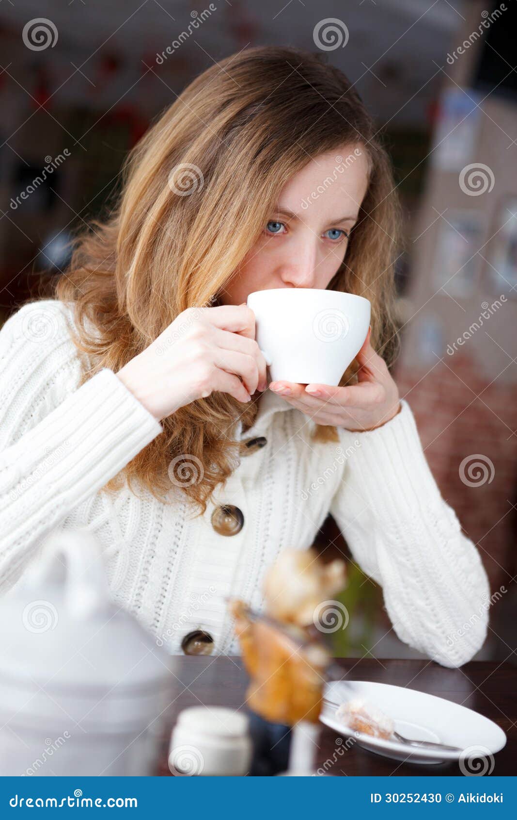 Young Beautiful Elegant Woman Drinking Coffee or Tea Stock Photo ...