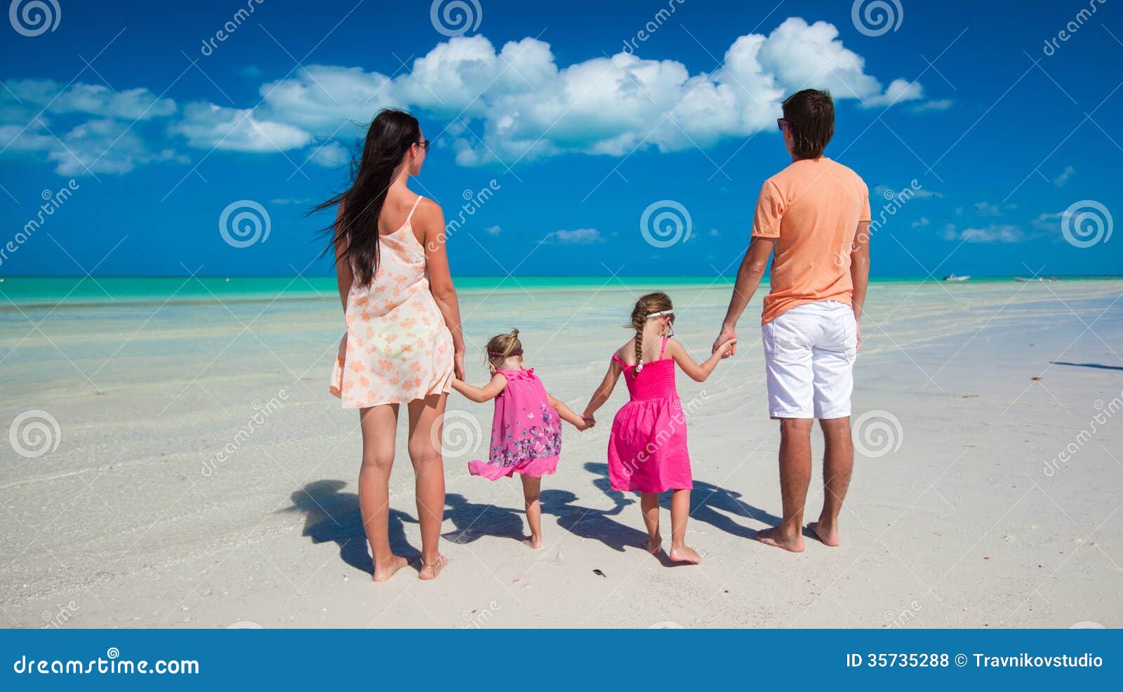 Young Beautiful Family with Two Daughters Having Stock Photo - Image of ...