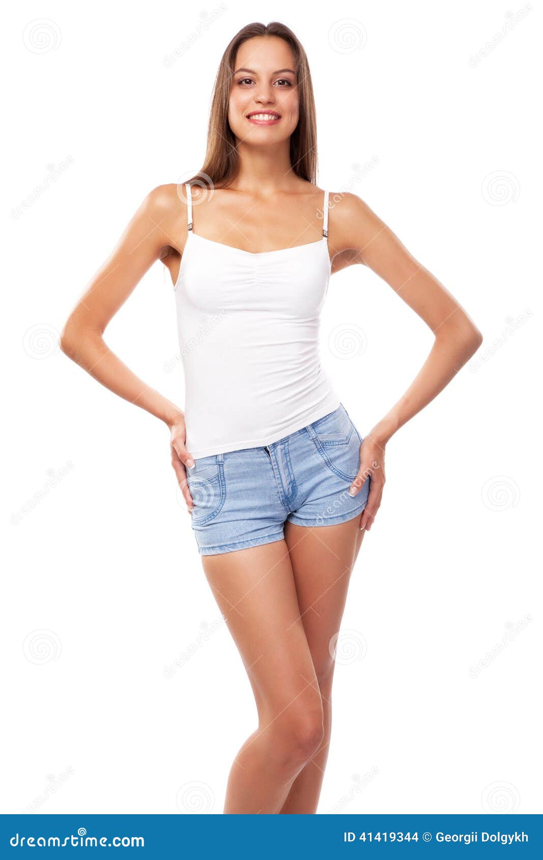 Young Beautiful Female Model on White Background Stock Photo - Image of ...