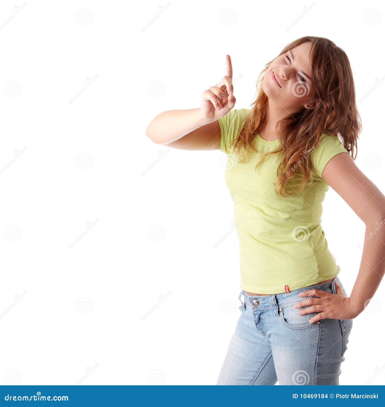 Young and Beautiful Female Pointing Up Stock Photo - Image of natural ...
