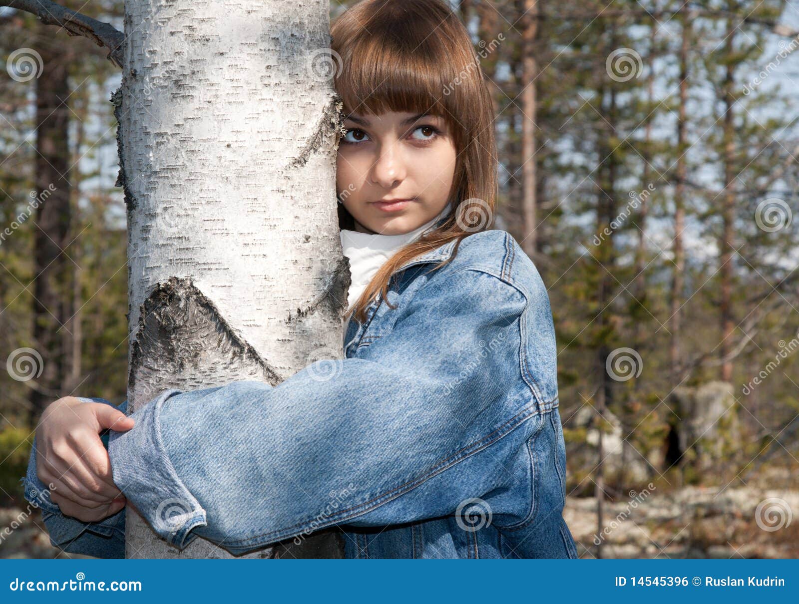 Young Beautiful Girl and Birch Stock Photo - Image of pretty, nature ...