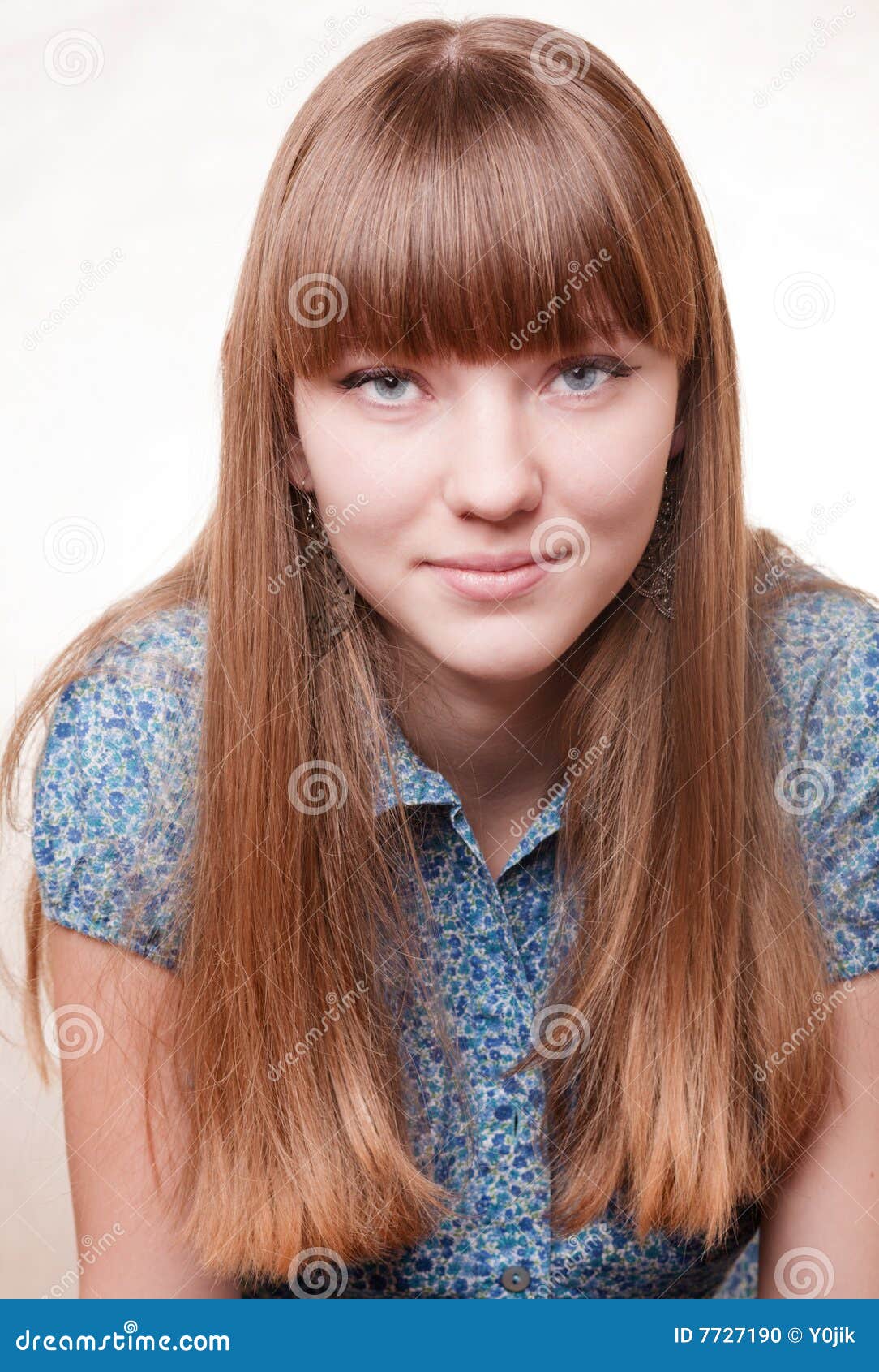 Young Beautiful Girl in Blue Blouse Stock Photo - Image of style ...