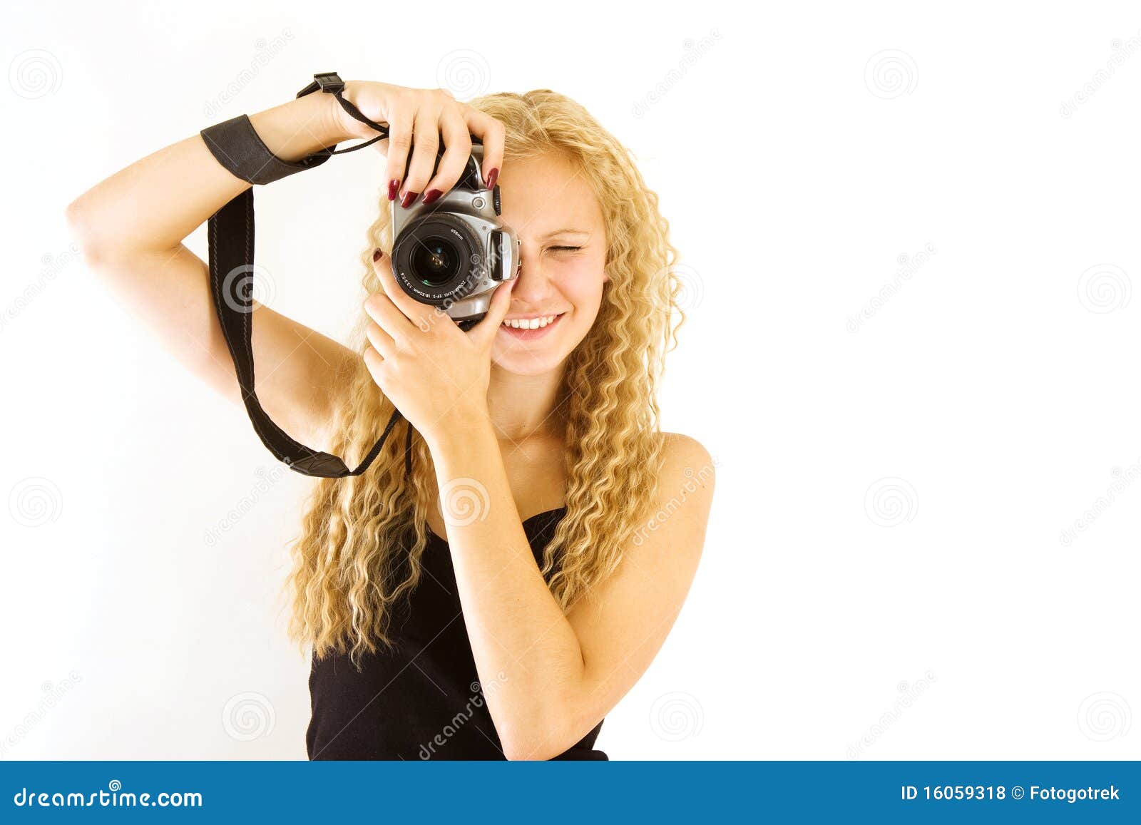 The Young Beautiful Girl With The Camera Stock Photo - Image of belt ...