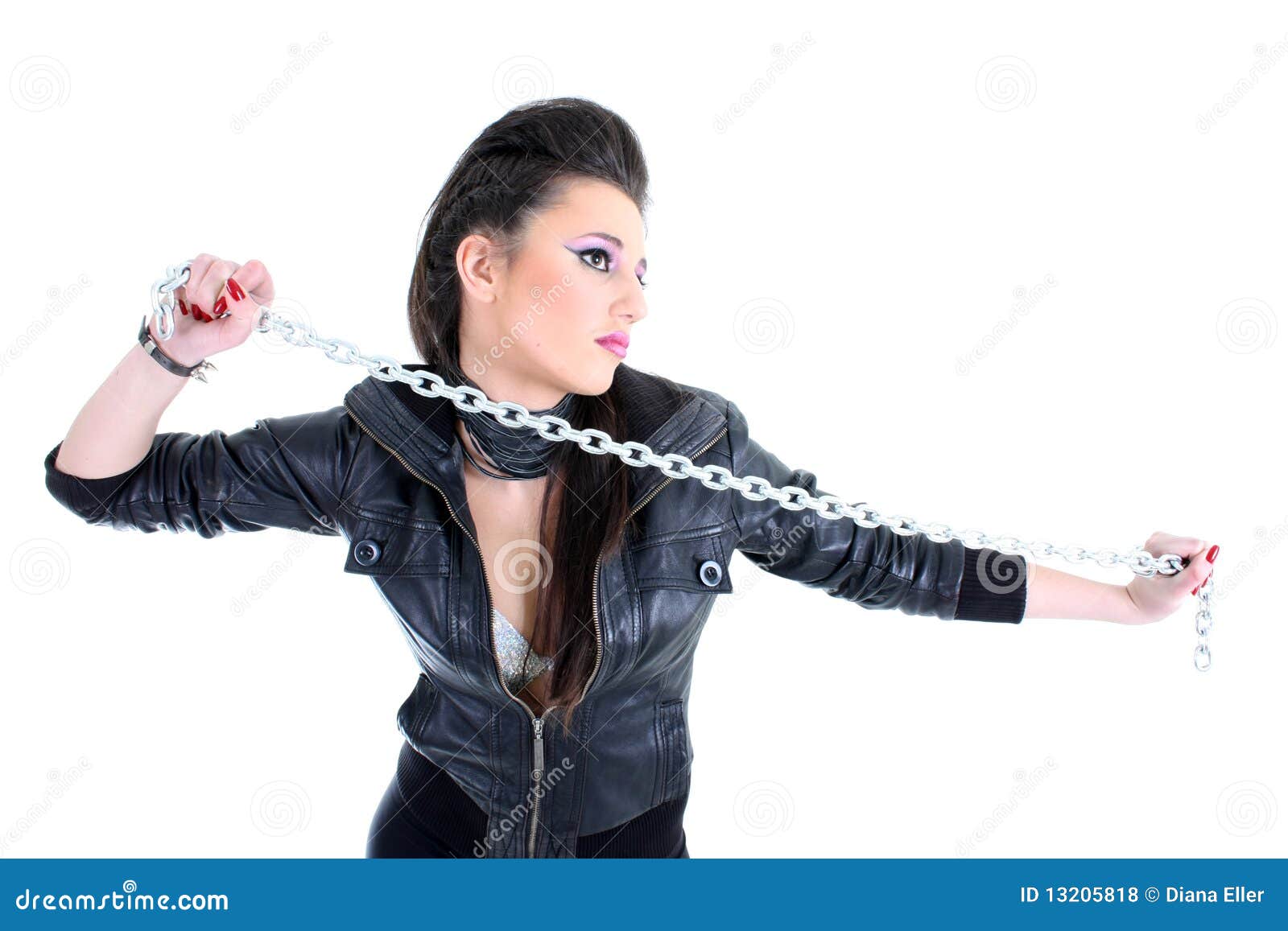 Young Beautiful Girl with Chain Stock Photo - Image of pink, glamour ...
