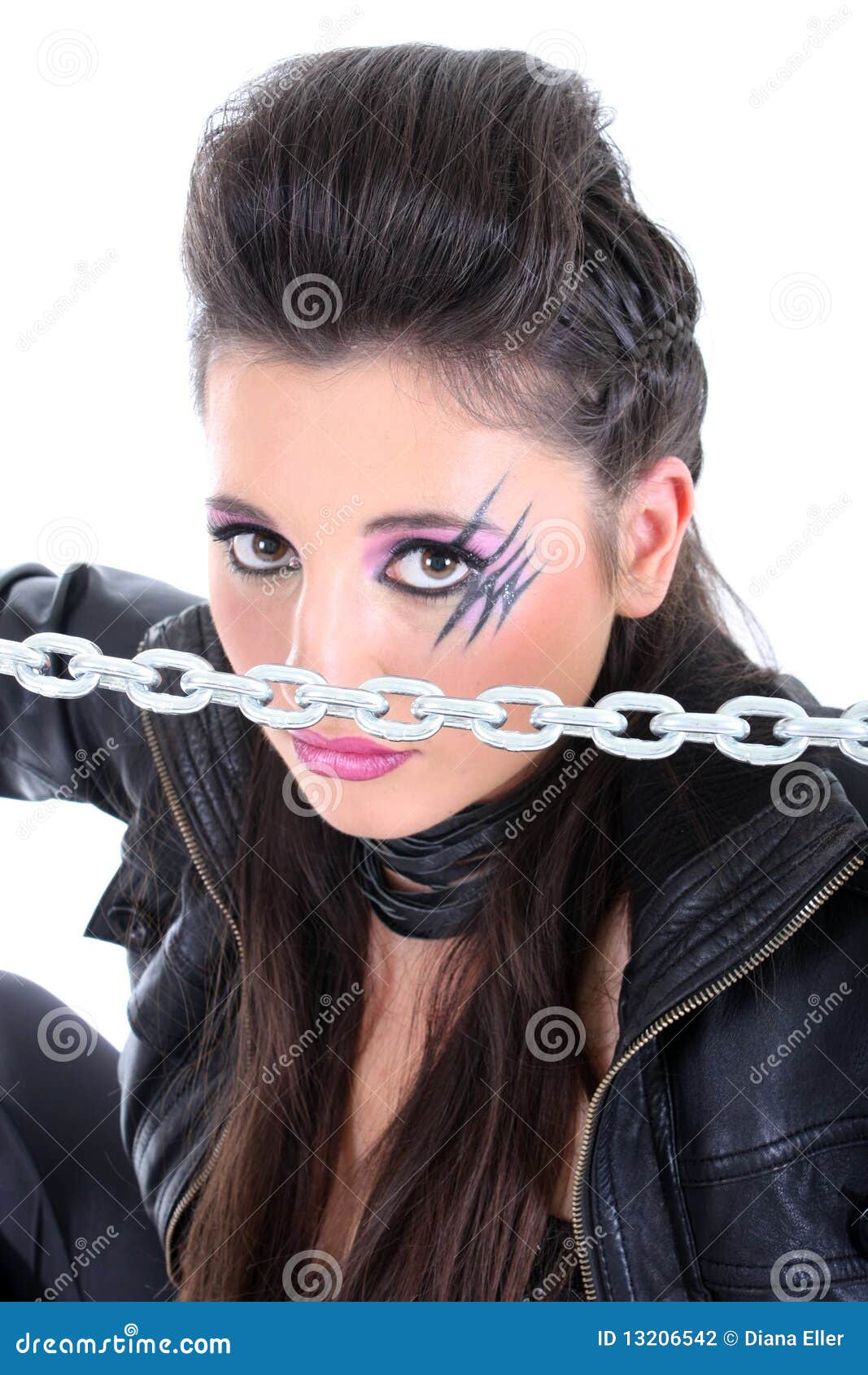 Young Beautiful Girl with Chain Stock Photo - Image of metal, girl ...