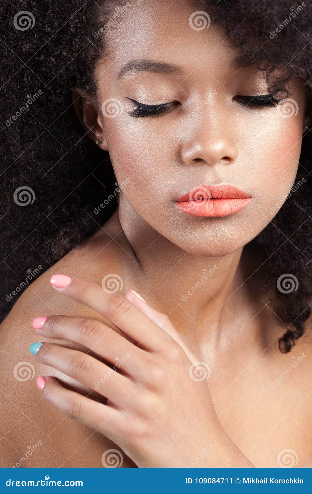 Young Beautiful Girl With Clean Perfect Skin Close Up Stock Image