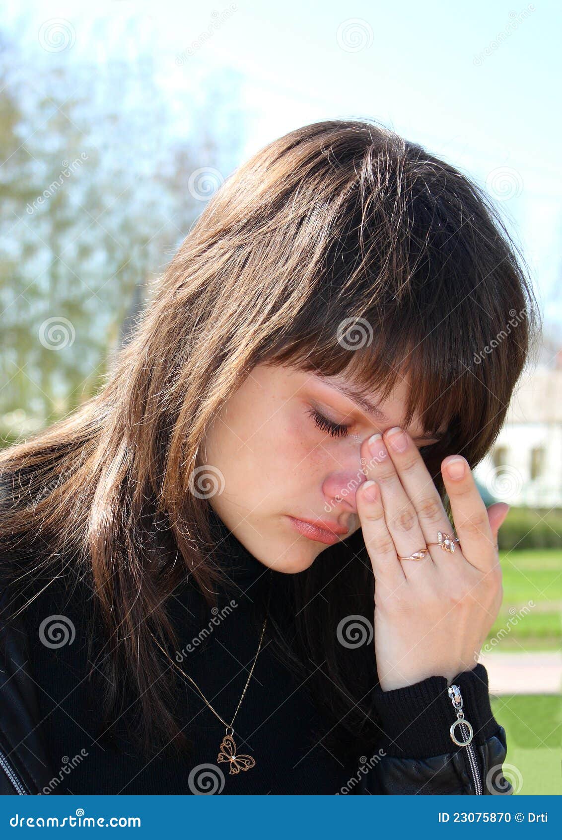 The Young Beautiful Girl Crying. Stock Photo - Image of sadness ...