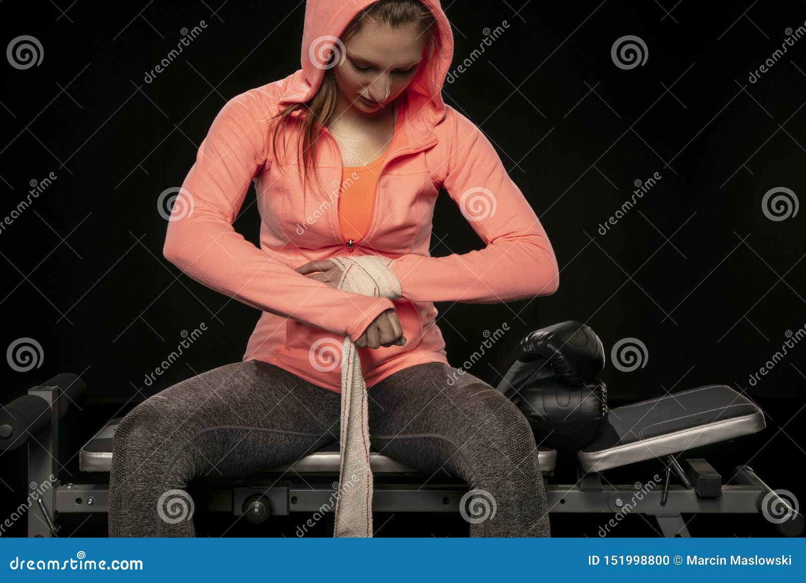 Young Beautiful Girl is Getting Ready for Boxing Training Stock Photo ...