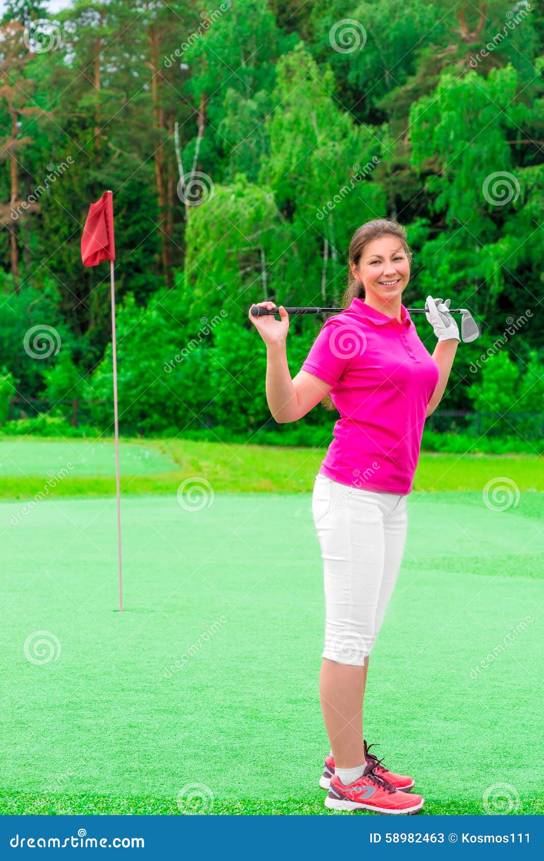 Young Beautiful Girl on a Golf Course Stock Image - Image of athlete ...