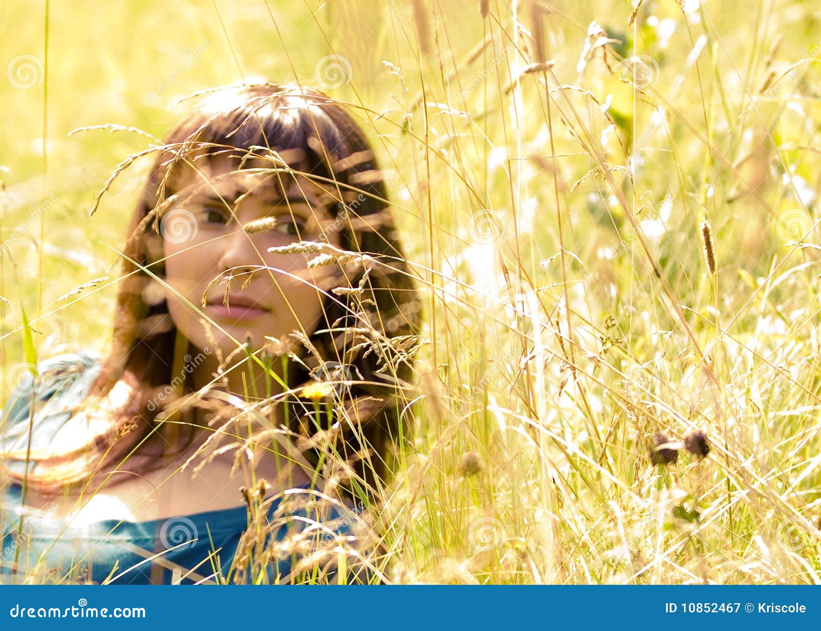 Young Beautiful Girl in a Grass Stock Image - Image of beauty, good ...