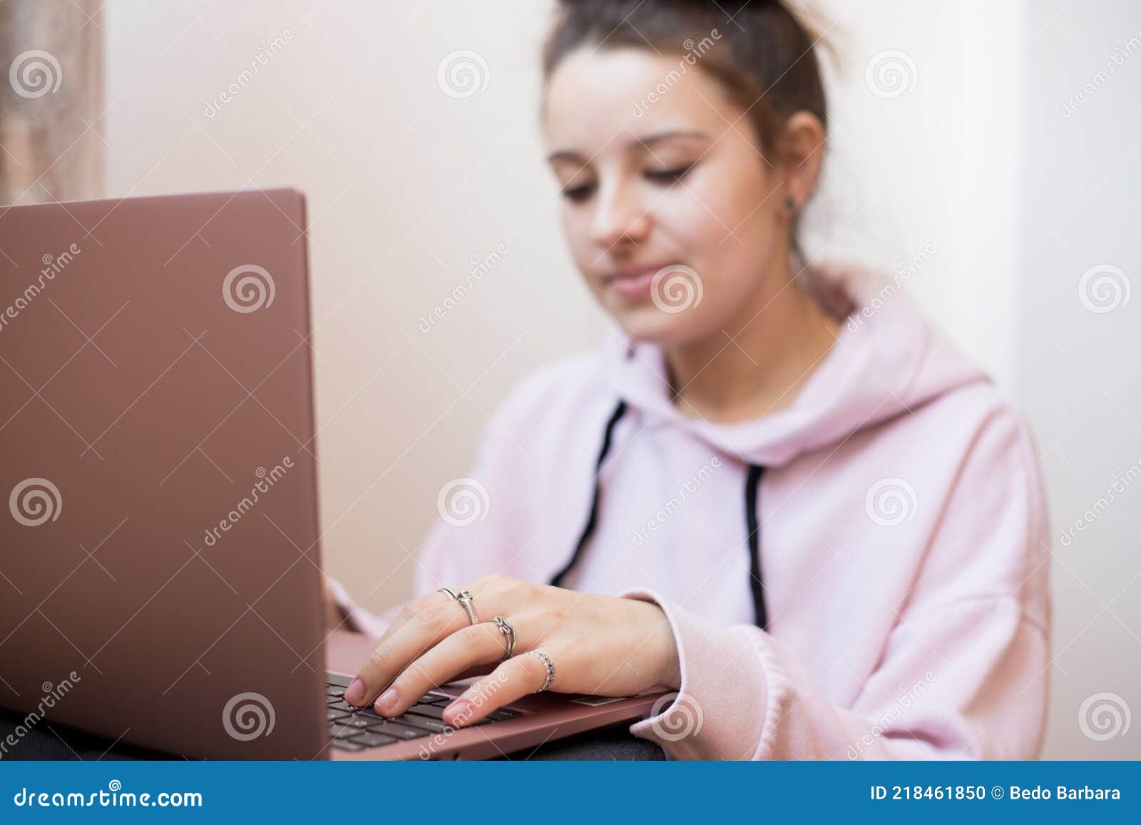Young Beautiful Girl Learning for an Exam Stock Photo - Image of music ...