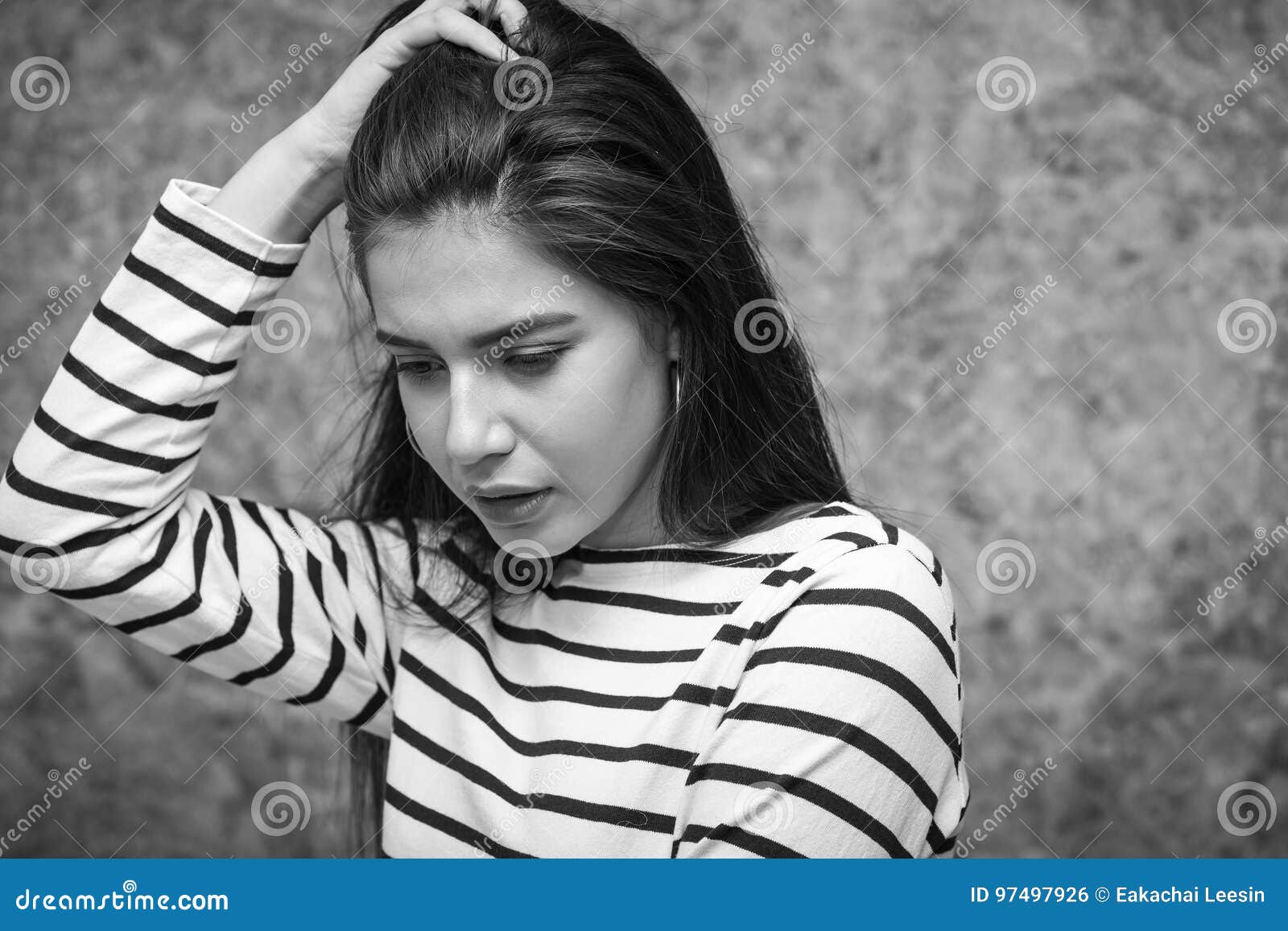 Young Beautiful Girl Looking Anxious Stock Photo - Image of asian ...
