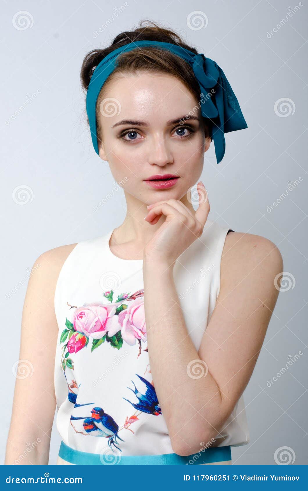 Young Beautiful Girl with a Ribbon Stock Image - Image of costume ...